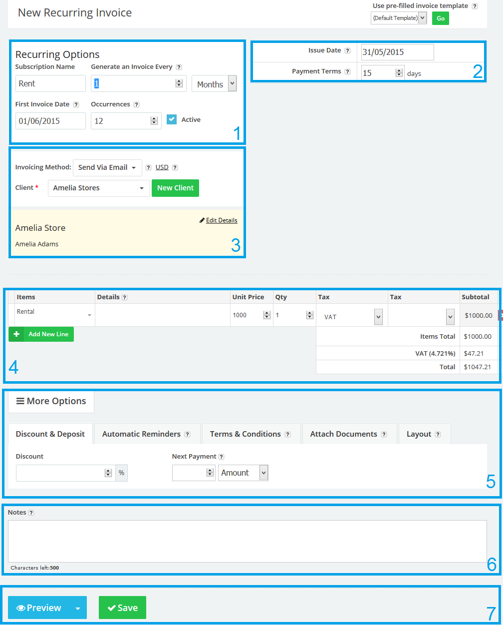 Creating Recurring Invoices in the Online Invoices System | Online Billing