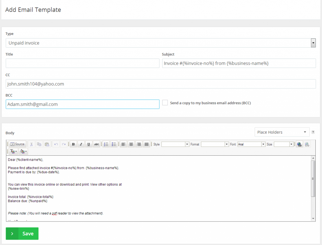 Creating Email Templates for Online Invoices - Online Billing ...