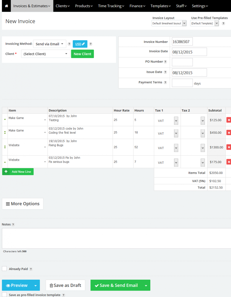 Multi Staff Time Tracking & Billing Software - Online Billing ...